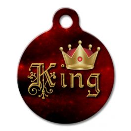 KING with Golden Crown Pet ID Tags in Aluminum | pettags4less