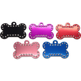Swarovski Bone Shape Dog Tags in Aluminum | Engraved - Pettags4less