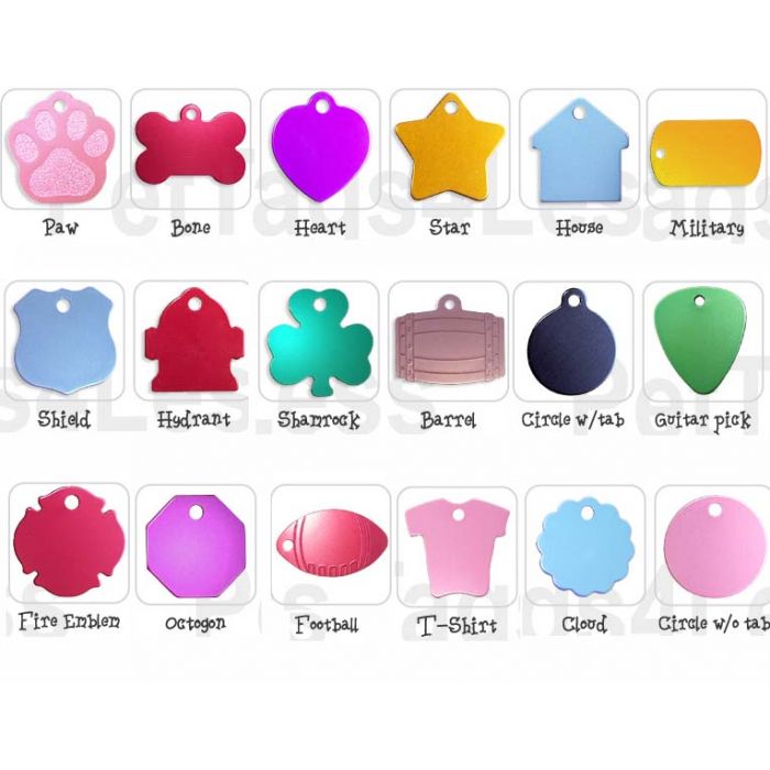 Aluminum Pet ID Tags in Any Shape and Any Color